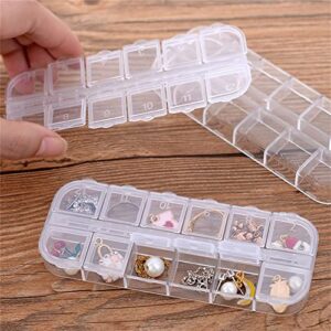 Typutomi 6PCS 12 Grid Clear Plastic Jewelry Box Organizer, Jewelry Dividers Storage Container DIY Parts Storage Box for Bead, Rings, Jewelry,Screws, Handicrafts