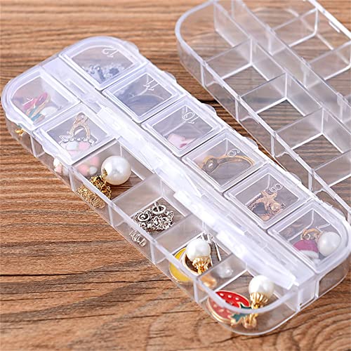 Typutomi 6PCS 12 Grid Clear Plastic Jewelry Box Organizer, Jewelry Dividers Storage Container DIY Parts Storage Box for Bead, Rings, Jewelry,Screws, Handicrafts