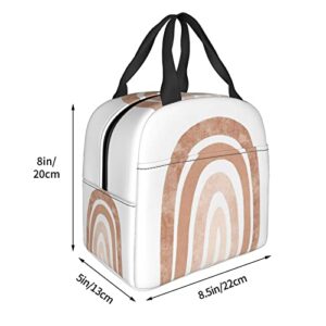 Neutral Boho Rainbow Reusable Insulated Lunch Bag For Women Men Waterproof Tote Lunch Box Thermal Cooler Lunch Tote Bag For Work Office Travel Picnic