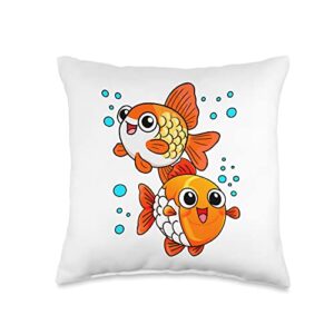 goldfish lovers aquarium decor kids aquarium fish tank lovers oranda goldfish throw pillow, 16x16, multicolor