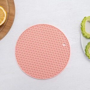 Circular Silicone Trivet Mat Hot Pot Heat Insulation Pad Multi-Function Cellular Silicone Hot Pad Non-Slip Placemats 4 Pack