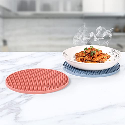 Circular Silicone Trivet Mat Hot Pot Heat Insulation Pad Multi-Function Cellular Silicone Hot Pad Non-Slip Placemats 4 Pack