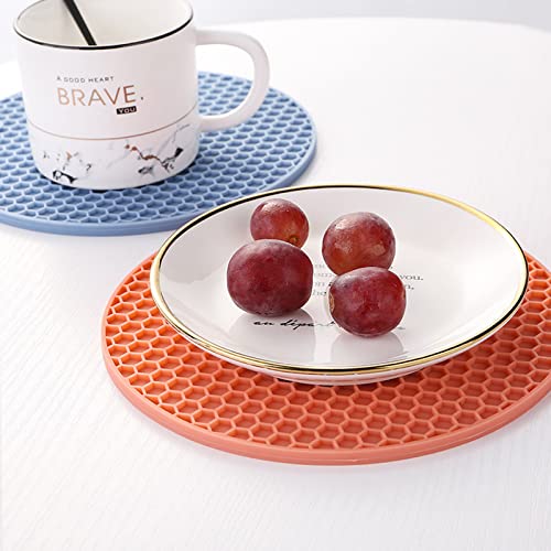 Circular Silicone Trivet Mat Hot Pot Heat Insulation Pad Multi-Function Cellular Silicone Hot Pad Non-Slip Placemats 4 Pack