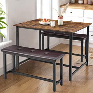 alkmaar dining table set for 4, rustic brown