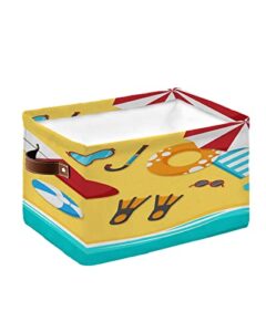 storage bins,ocean summer beach ball surfboard swim ring storage basket with handles,waterproof collapsible storage bin,cartoon marine diving flip-flops storage organizer shelves closet living room