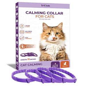 trioak 4 pack calming collar for cats, cat calming collar, calming pheromone collar for cats, cat pheromone collar, cat calming collar for anxiety, efficient relieve anxiety stress (4 pack)