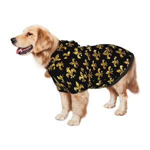 Large Dog Hoodie Mardi-Gras-Golden Pet Clothes Sweater with Hat Soft Cat Outfit Coat Xx-Large