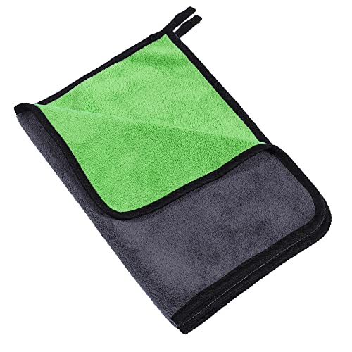 X AUTOHAUX 2pcs Microfibre Car Drying Towel 30 x 40cm 600GSM Highly Absorbent Car Drying Cloth Window Cleaner Gray Green