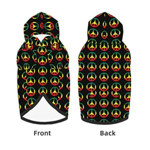 Large Dog Hoodie Peace-Power-Rasta-Jamaica Pet Clothes Sweater with Hat Soft Cat Outfit Coat Large