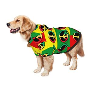 Large Dog Hoodie Rasta-Peace-Sign Pet Clothes Sweater with Hat Soft Cat Outfit Coat Small