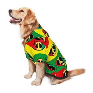 Large Dog Hoodie Rasta-Peace-Sign Pet Clothes Sweater with Hat Soft Cat Outfit Coat Small