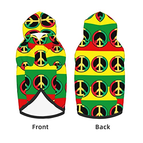 Large Dog Hoodie Rasta-Peace-Sign Pet Clothes Sweater with Hat Soft Cat Outfit Coat Small