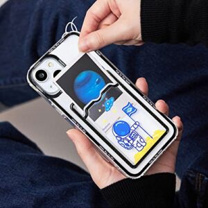 CEOKOK Compatible for iPhone 14 Case with Card Holder Slot Clear Design Astronaut Cute Aesthetic Transparent Anime Pattern Men Women Girls Kids Soft Silicone TPU Cool Protective Phone Case Cover