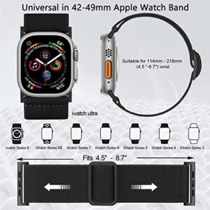 30MM Wide Stretchy Nylon Compatible with Apple Watch Ultra Band 49mm 44mm 45mm 42mm, Adjustable Sport Soft Elastic for Apple Watch Band Men Boys, Wristband for iWatch SE 8 7 6 5 4 3 (Black)