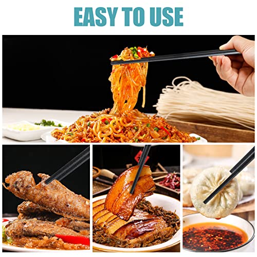 5 Pairs Reusable Chopsticks Dishwasher Safe,9.5 Inch Fiberglass Chopsticks Set, Japanese Chinese Korean Chopsticks for Food, Non-Slip, Easy to Use (Black Chopsticks) (D)