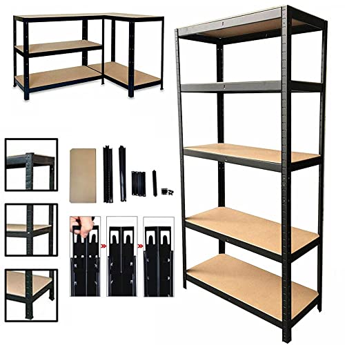 AUTOFU Storage Shelves,5 Tier Adjustable Garage Storage Shelving, Heavy Duty Metal Storage Rack Shelf Unit for Warehouse, 195x100x50cm