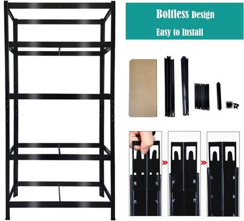 AUTOFU Storage Shelves,5 Tier Adjustable Garage Storage Shelving, Heavy Duty Metal Storage Rack Shelf Unit for Warehouse, 195x100x50cm