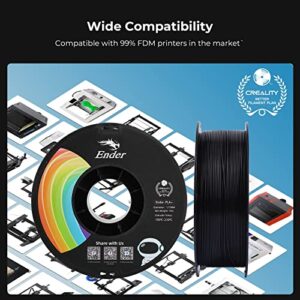 Official Creality Upgrade Ender 3D Printer Filament, Black PLA+ Filament 1.75mm, 1kg Spool (2.2lbs), Accuracy +/- 0.02mm, 3D Printing Filament, Strong Toughness, Vacuum Packaging, Environment Friendly