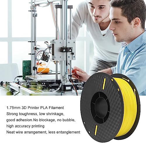 Kadimendium 3D Printer Filament, 1kg Spool 1.75mm PLA Print Filament Consumables Smokeless Low Shrinkage Good Adhesion for Industrial Devices(Yellow)