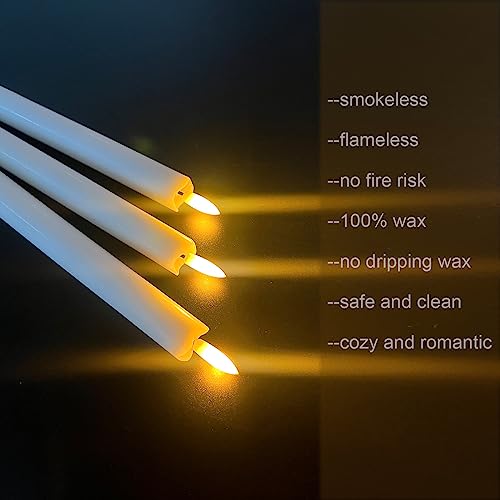 Arora Remote Control Flameless Taper Candles, S/6 3D Flickering Battery Operated LED Window Candles Encased with Real Wax to Light Up Your Home