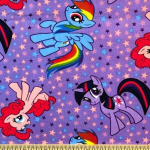 3/4 Yard - Little Pony & Stars Tossed on Lavender Purple Cotton Fabric (Great for Quilting, Sewing, Craft Projects, Throw Pillows & More) 3/4 Yard (27 Inches) X 44 Inches