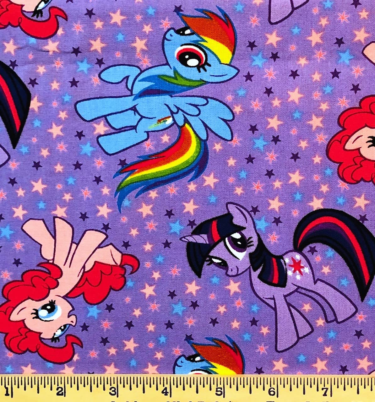 3/4 Yard - Little Pony & Stars Tossed on Lavender Purple Cotton Fabric (Great for Quilting, Sewing, Craft Projects, Throw Pillows & More) 3/4 Yard (27 Inches) X 44 Inches