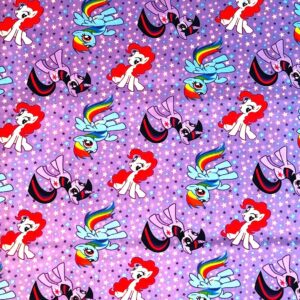 3/4 Yard - Little Pony & Stars Tossed on Lavender Purple Cotton Fabric (Great for Quilting, Sewing, Craft Projects, Throw Pillows & More) 3/4 Yard (27 Inches) X 44 Inches