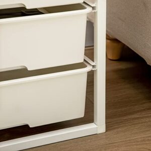 HOMCOM Dresser Storage Drawers with 6 Plastic Bins and Steel Frame, Crafting Bins for Living Room, Bedroom, White