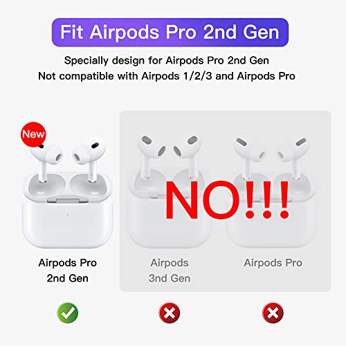 PZOZ 2 Pairs AirPods Pro 2 Ear Hooks, Silicone Anti-Slip in-Ear Earhooks Covers, Ear Tips Accessories Compatible with Apple AirPods Pro 2nd Generation (Not Fit in The Charging Case)