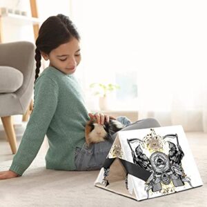 Y-DSIWX Guinea Pig Hideout House Bed, Skull Aesthetic Pattern Rabbit Cave, Squirrel Chinchilla Hamster Hedgehog Nest Cage