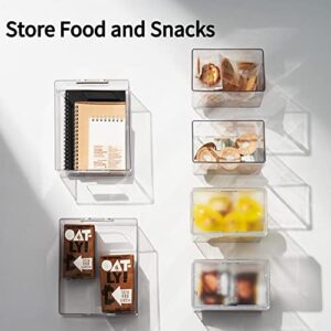 vacane 4 Pack Plastic Shallow Storage Organizer Box Containers with Lids, Stackable Pantry Organizer Built-In Handles Refrigerator Organizer, Storage Cube Hold Food, Snacks, Makeup, Toys-Clear