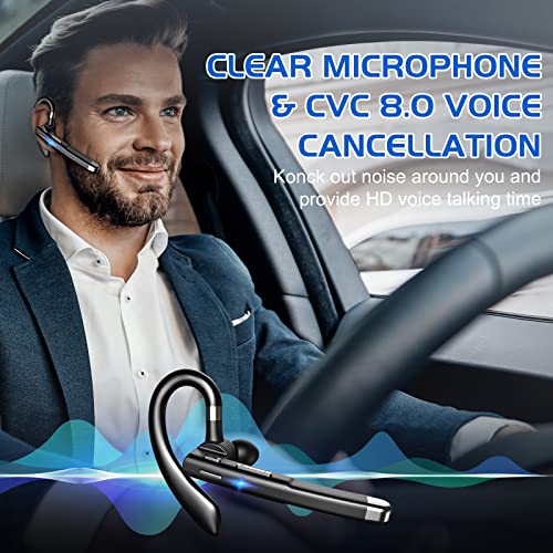 Bluetooth Headphones, Wireless Headset Wireless Headphone with Microphone, Handsfree Single Ear Headset with Case for Driver Trucker Office, Compatible with Android iPhone Laptop Bluetooth Earpiece