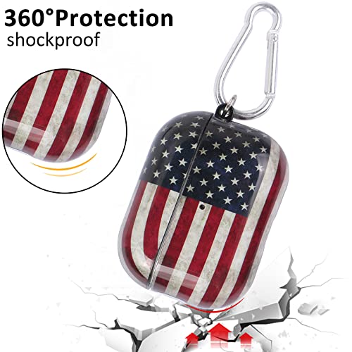 ROLEES for Airpods Pro 2nd Generation Case Cover,Cute Accessories Protective Hard Case Cover Portable & Shockproof Women Girls Men with Keychain/Strap for Airpods 2nd Charging Case(American Flag)