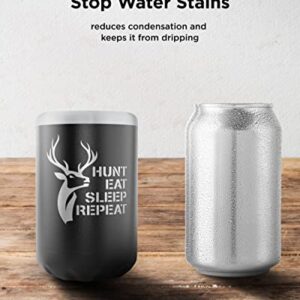 SoHo Can Cooler Gift for Men Hunting Lovers, Insulated for 12oz Standard Beer or Soda Can, Tumbler for Christmas 2022 / Birthday Gifts " Hunt Eat Sleep Repeat" (Gift Boxed)