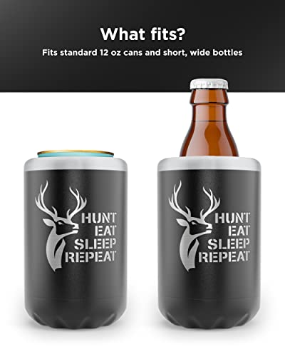 SoHo Can Cooler Gift for Men Hunting Lovers, Insulated for 12oz Standard Beer or Soda Can, Tumbler for Christmas 2022 / Birthday Gifts " Hunt Eat Sleep Repeat" (Gift Boxed)