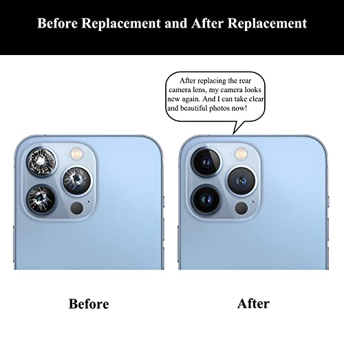 LOZOP Rear Camera Lens Glass Replacement with Adhesive Pre-Installed Compatible for iPhone 13 Pro / 13 Pro Max (3 Pieces/Set) with Repair Tools and Installation Manual