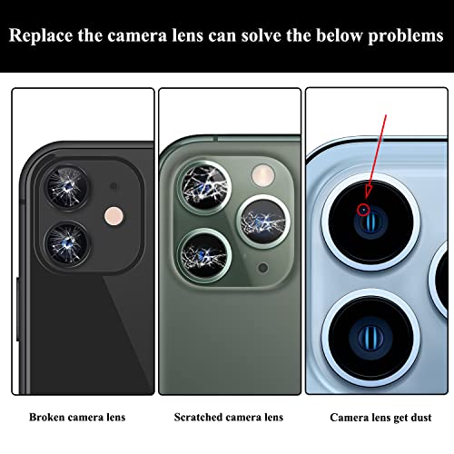 LOZOP Rear Camera Lens Glass Replacement with Adhesive Pre-Installed Compatible for iPhone 13 Pro / 13 Pro Max (3 Pieces/Set) with Repair Tools and Installation Manual