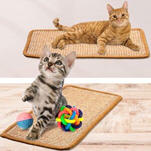 4 Pcs Cat Scratcher Mat Sisal Cat Scratching Pad Scratch Mat for Cat with Adhesive Loop Tape Cat Scratch Pad Rug for Protect Wall Couch Window Perch Cat Wall Furniture Cat Shelves, 15.7x7.8 In (Khaki)