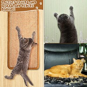 4 Pcs Cat Scratcher Mat Sisal Cat Scratching Pad Scratch Mat for Cat with Adhesive Loop Tape Cat Scratch Pad Rug for Protect Wall Couch Window Perch Cat Wall Furniture Cat Shelves, 15.7x7.8 In (Khaki)