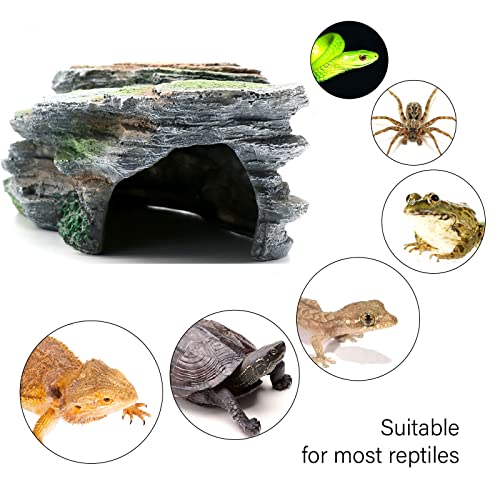 Reptile Resting Terrace Tortoise Climbing Platform Shale Scape Step Ledge, Reptile Cave Hideout Leopard Gecko Accessories Decorations, Great for Reptiles, Amphibians, Bearded Dragons, Lizard, Frogs