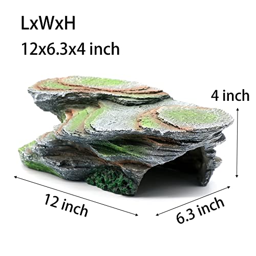 Reptile Resting Terrace Tortoise Climbing Platform Shale Scape Step Ledge, Reptile Cave Hideout Leopard Gecko Accessories Decorations, Great for Reptiles, Amphibians, Bearded Dragons, Lizard, Frogs