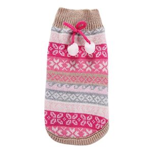 pet clothes hangers metal pet clothes christmas snowflake pattern sweater pet clothing cute pet supplies pet clothes for medium dogs female (hot pink, xxs)