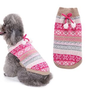 Pet Clothes Hangers Metal Pet Clothes Christmas Snowflake Pattern Sweater Pet Clothing Cute Pet Supplies Pet Clothes for Medium Dogs Female (Hot Pink, XXS)