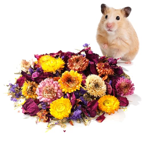 COSYOO Hamster Bedding, Natural Dried Flower Herb Bedding, Decorative Bedding for Small Animal Habitats, Odor Absorbing Fragrant Plant Bedding for Hamsters, Guinea Pigs, Gerbils, Chinchillas