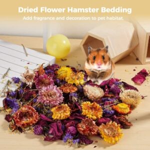 COSYOO Hamster Bedding, Natural Dried Flower Herb Bedding, Decorative Bedding for Small Animal Habitats, Odor Absorbing Fragrant Plant Bedding for Hamsters, Guinea Pigs, Gerbils, Chinchillas