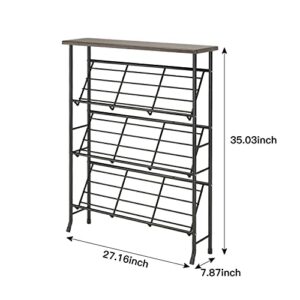 JZM Shoe Rack Storage, Narrow 4 tier Metal Shoe Storage Shelf, Free Standing Shoe Racks, Space Saving Shoe Rack Organizer for Entryway, Hallway, Bedroom, Living Room(12-16 Pair)