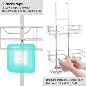 melos Over The Door Shower Caddy, 3 Tier Shower Hanging Organizer Shelf Rustproof, Shampoo Holder With Soap Holder, Shower Basket With Hooks, For Dorm, Bath, No Drilling, Silver