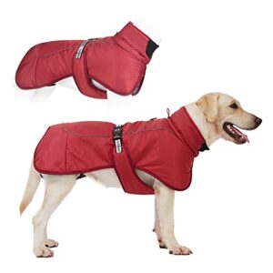 ispet warm dog coats for large dogs winter waterproof reflective dog cold weather jacket dog snowsuit with adjustable drawstring buckle turtleneck dog vest pet clothes with d ring