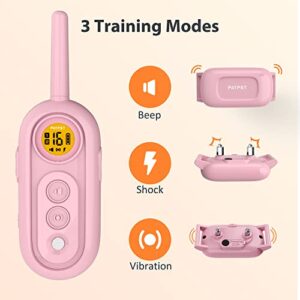 PATPET Dog Shock Collar for Medium Dogs- Dog Training Collar with Remote, Shock Collar for Small Dogs 10-100lbs, Rechargeable IPX7 Waterproof with Beep Vibration Shock Modes