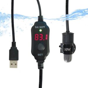 usb adjustable 10w mini aquarium heater submersible fish tank heater,small fish tank heater with led digital display thermostat, betta heater turtle heater for 1-2 gallon tanks